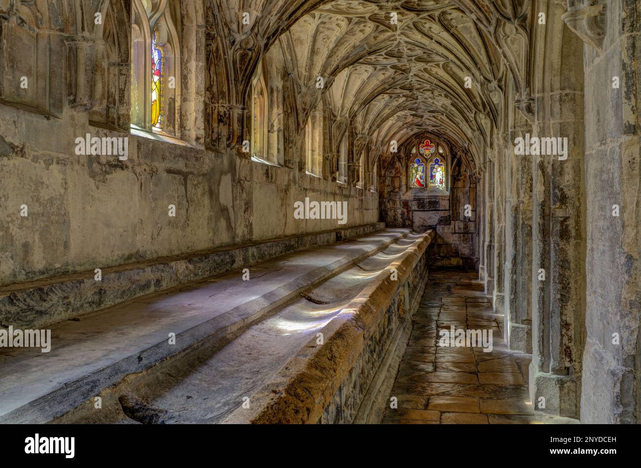 The lavatorium or monks washroom, the cloisters, Gloucester cathedral ...
