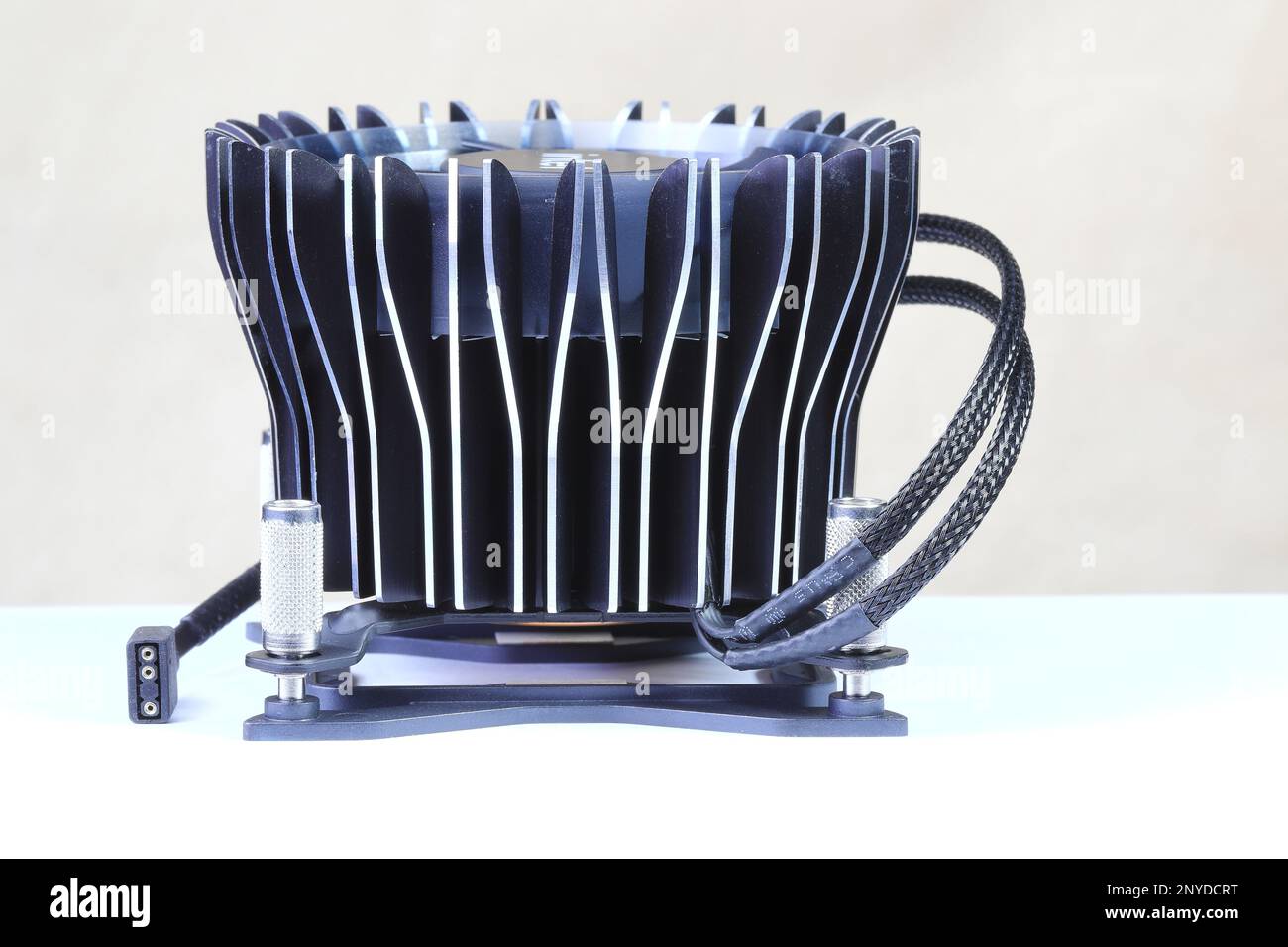 Close up New Intel Hight performance active CPU cooler with fan, copper ...