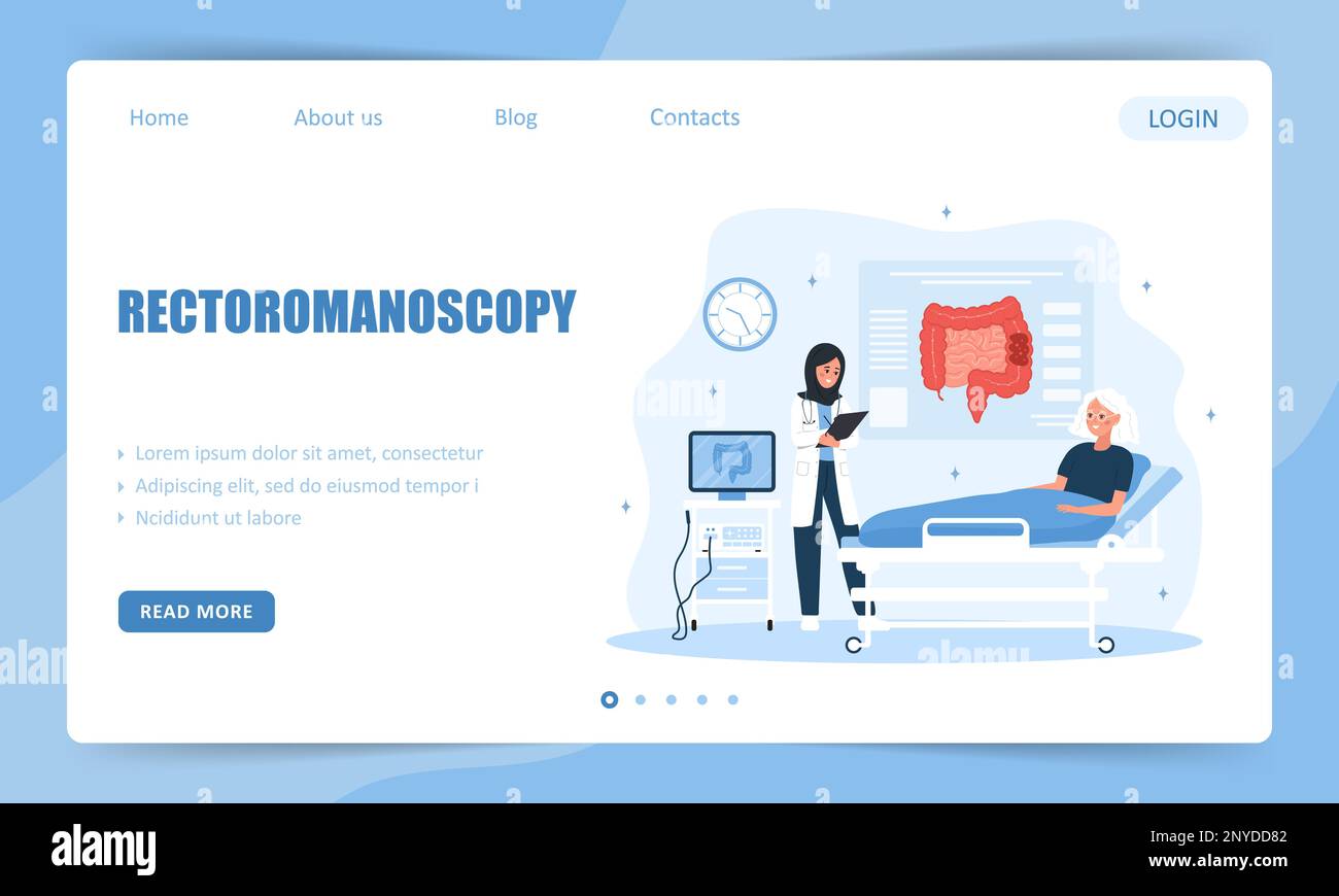 Rectoromanoscopy concept. Landing page template. Arabian female ...