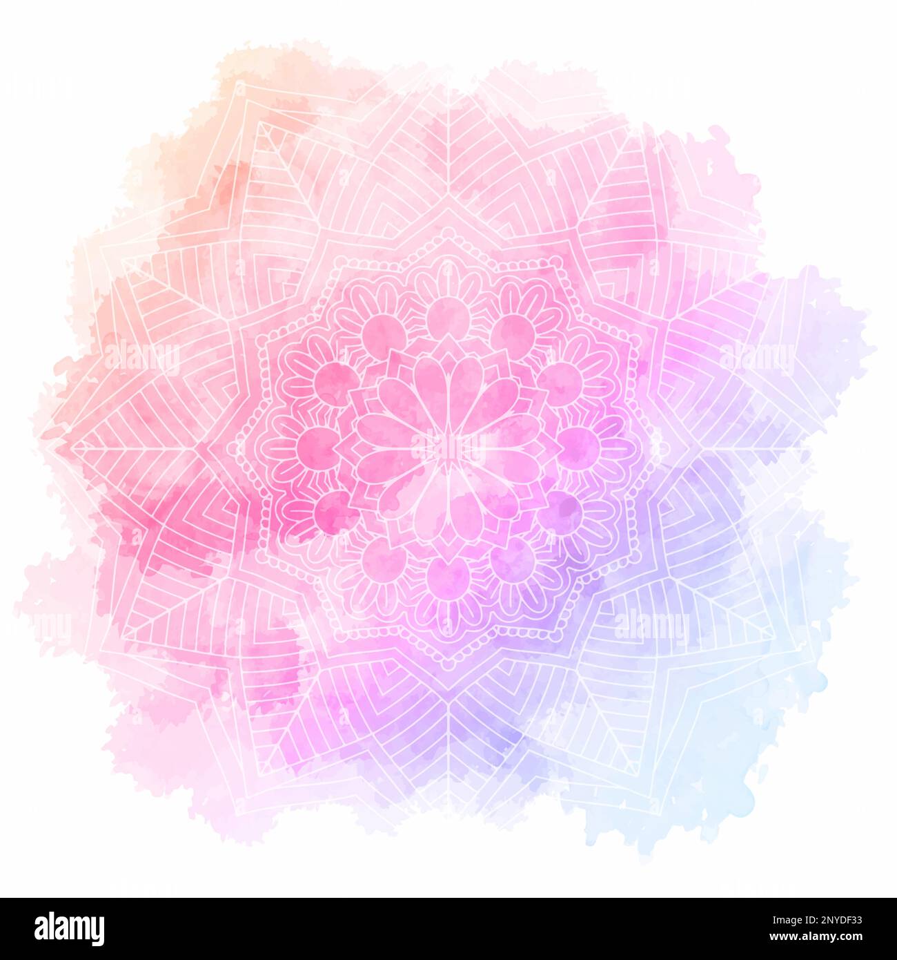 Decorative mandala design on hand painted watercolour background Stock ...