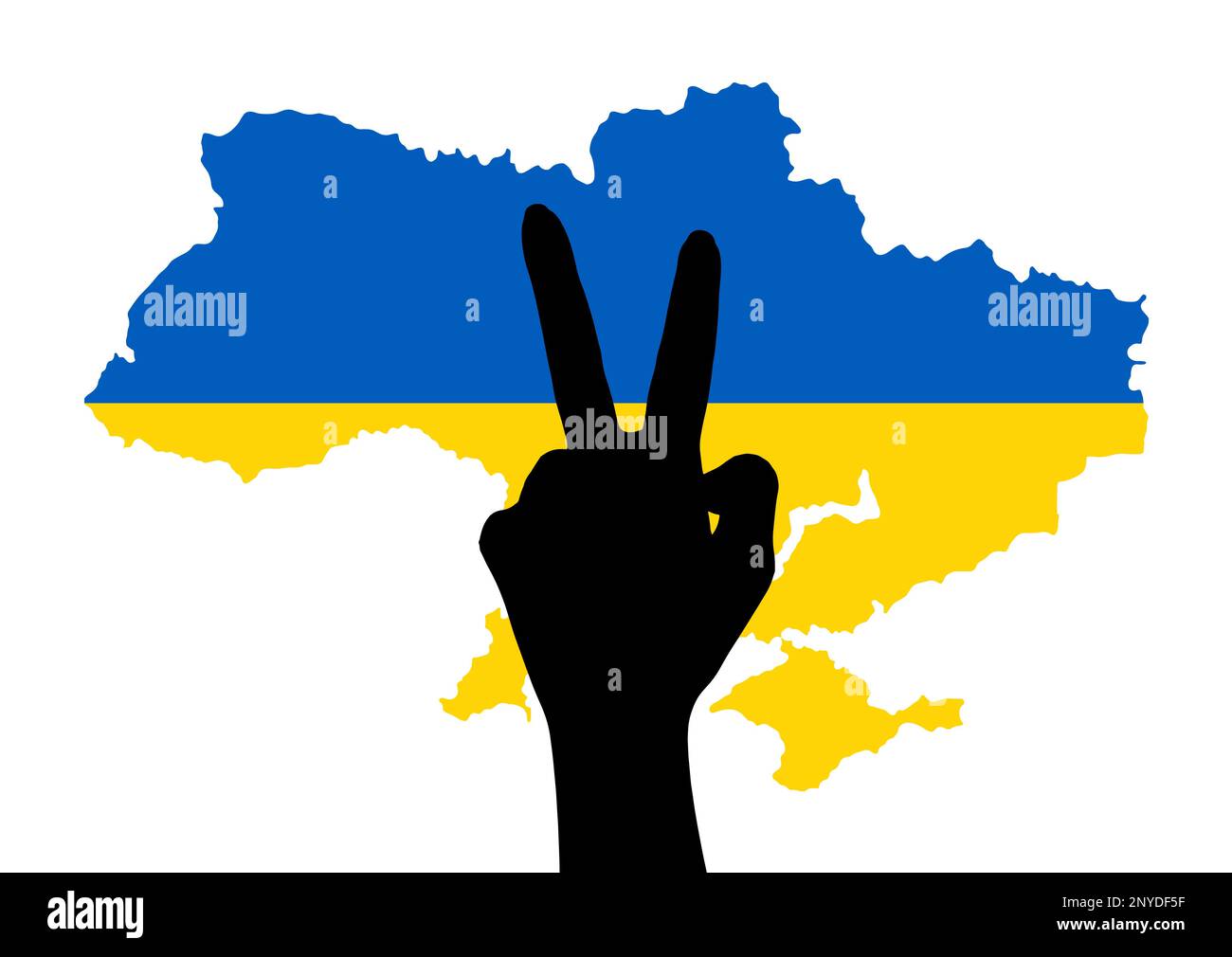 Silhouette of a hand in peace sign on Ukraine map Stock Vector Image ...