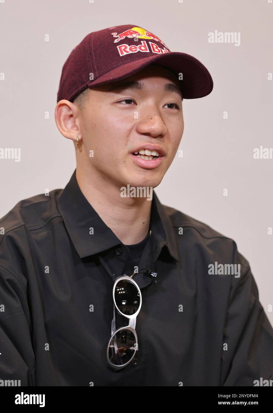 Rim Nakamura, a Japanese freestyle BMX rider, attends an interview in ...