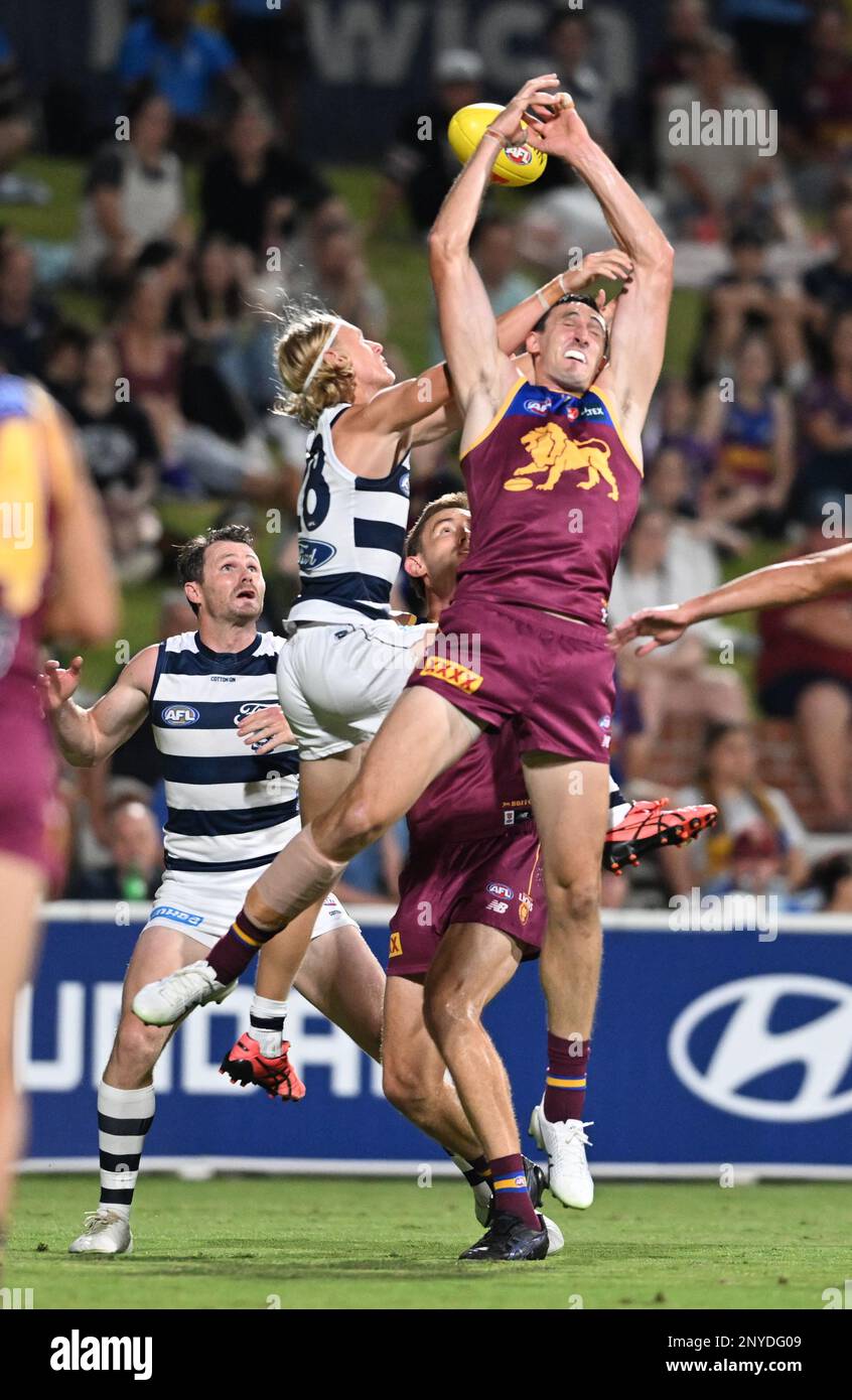 during the AFL official practice match between the Brisbane Lions and ...