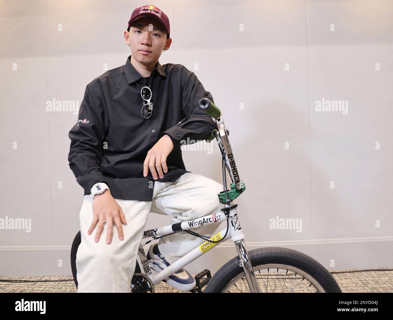 Rim Nakamura, a Japanese freestyle BMX rider, attends an interview in ...