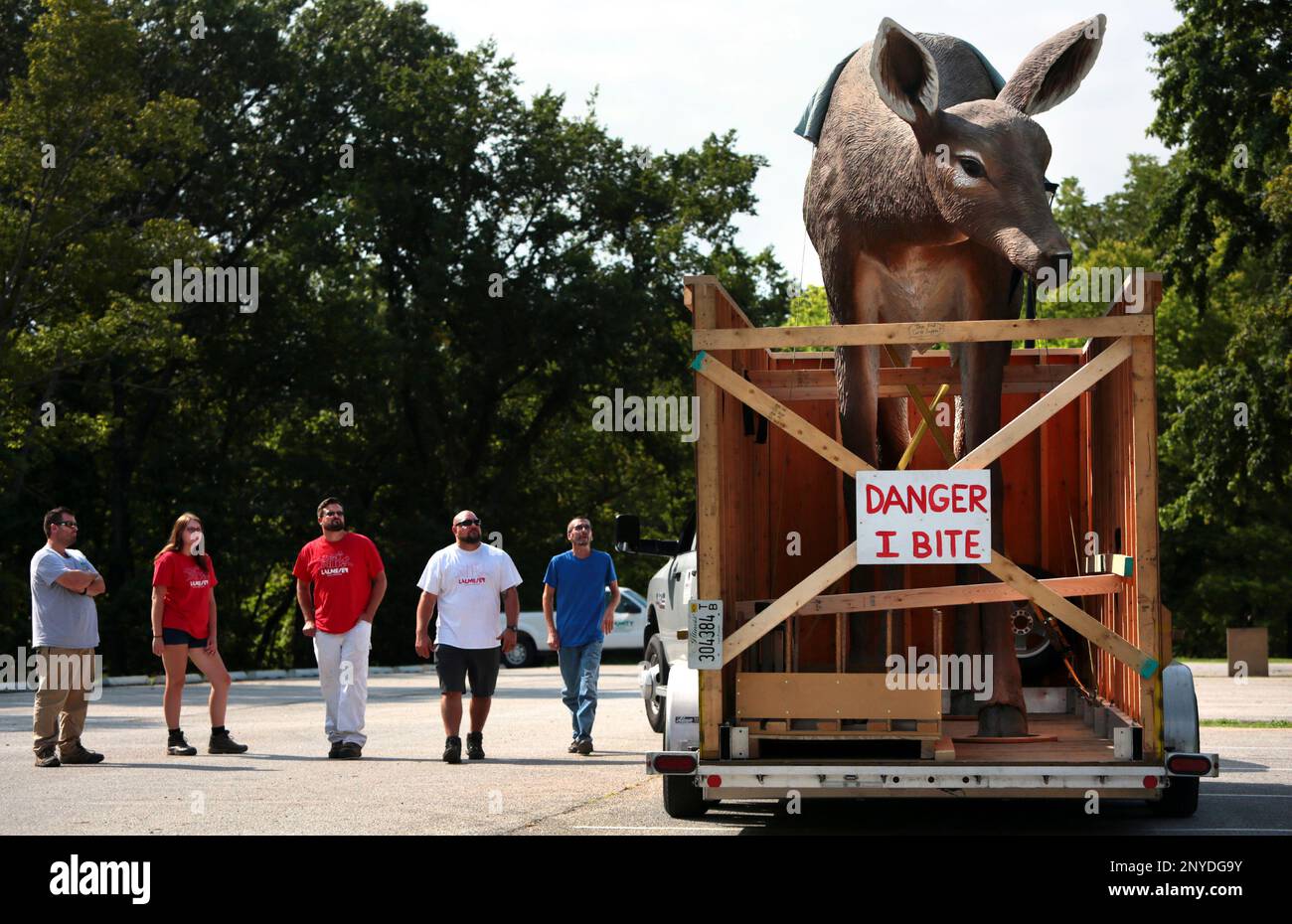 A 12-foot-tall fiberglass deer arrives at Laumeier Sculpture Park for ...