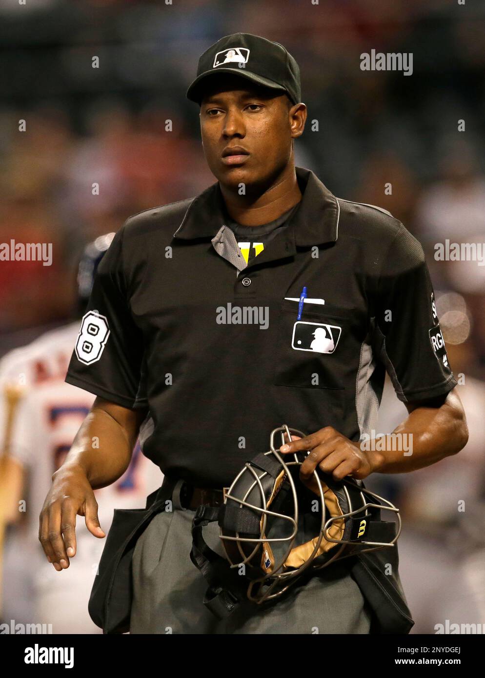 MLB umpire Ramon De Jesus (18) during a MLB baseball game between the ...