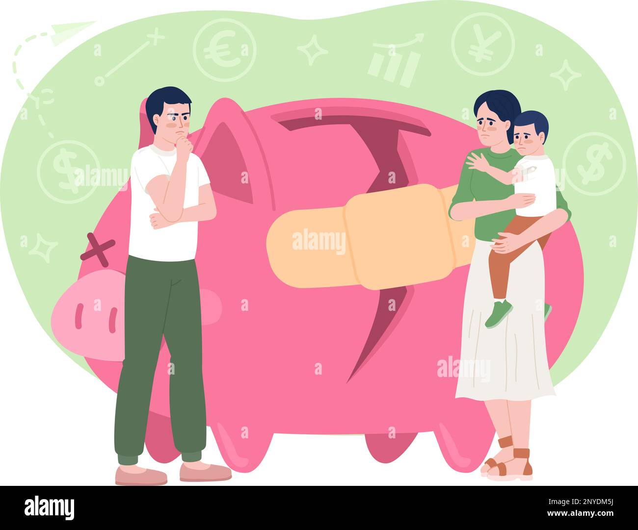 Fixing family budget 2D vector isolated spot illustration Stock Vector ...