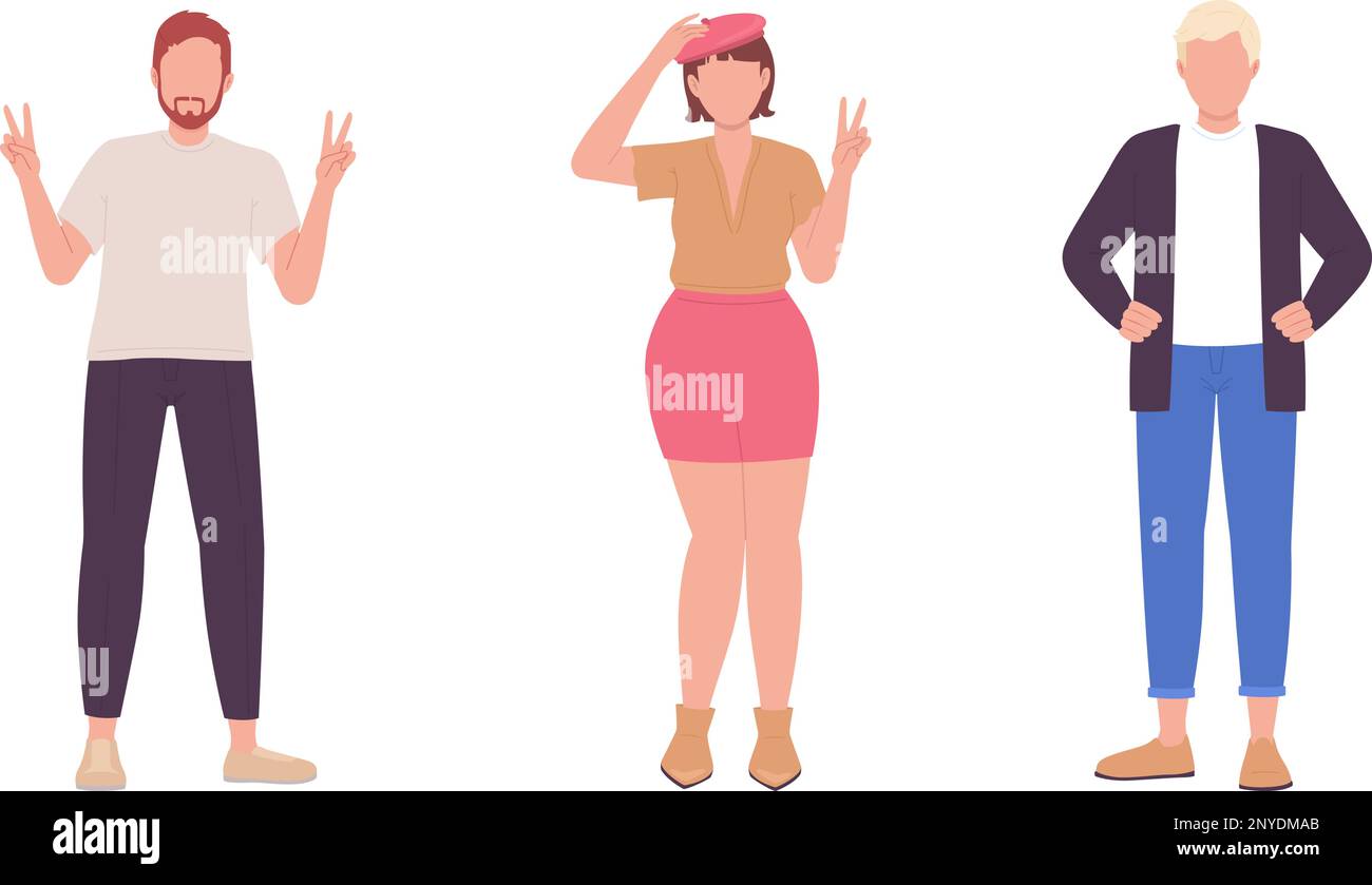 Modern city residents semi flat color vector characters set Stock ...