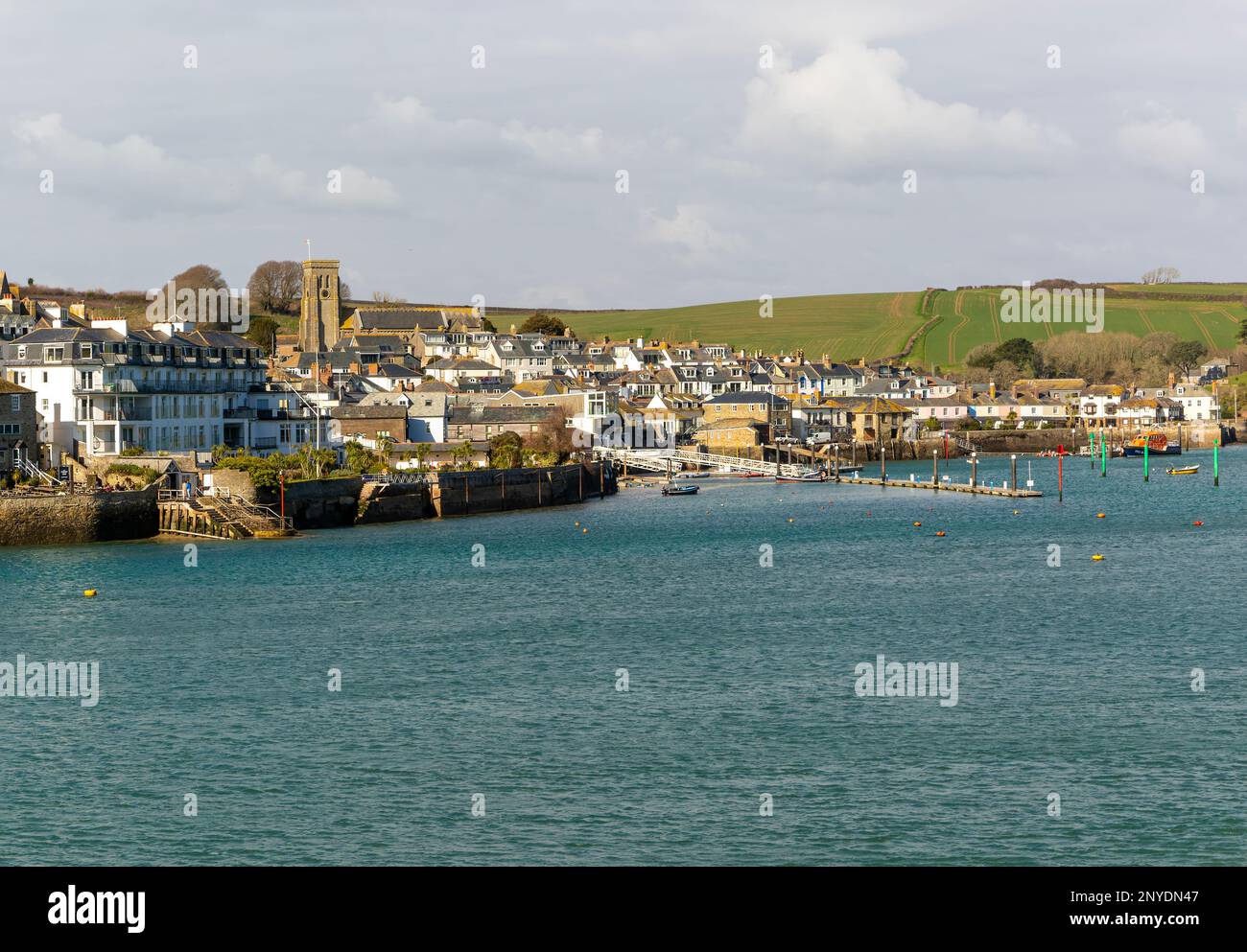 View of Salcombe, Devon, England, UK from across the estuary from East ...
