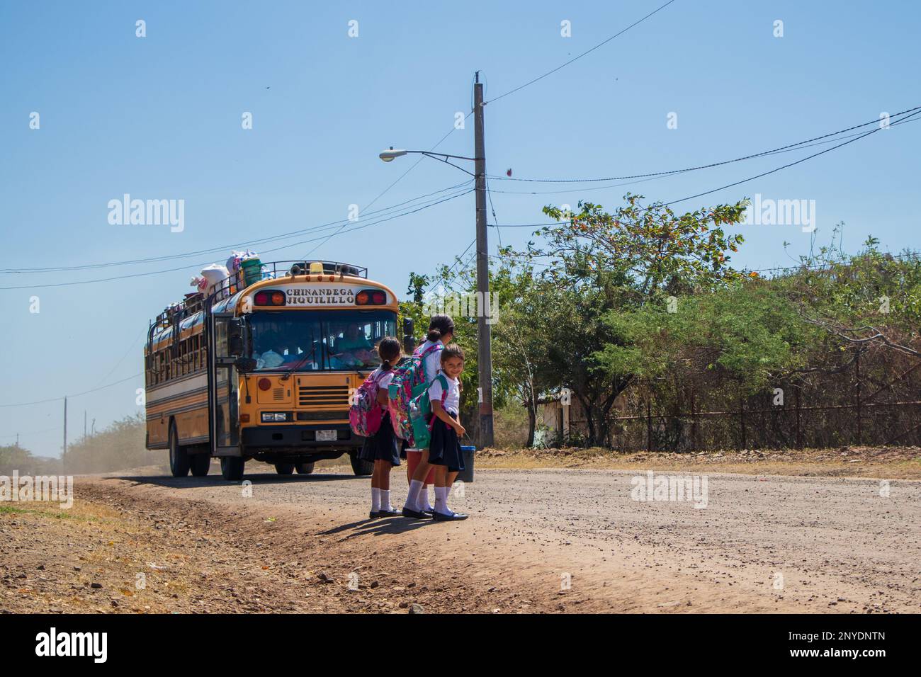 Kids boarding school bus in Jiquilillo, Chinandega, Nicaragua Stock ...