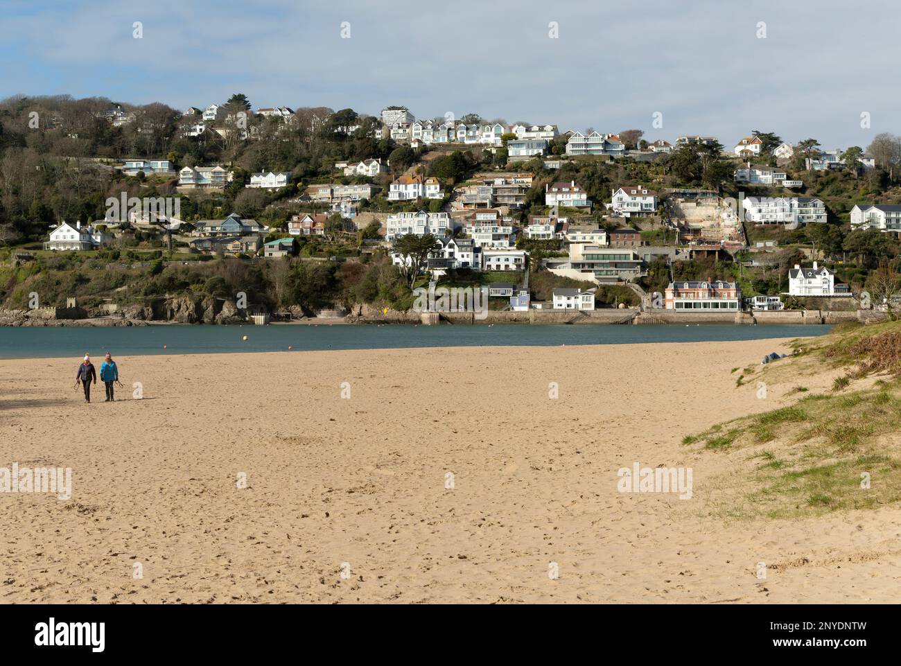 View of Salcombe, Devon, England, UK from across the estuary from Mill ...