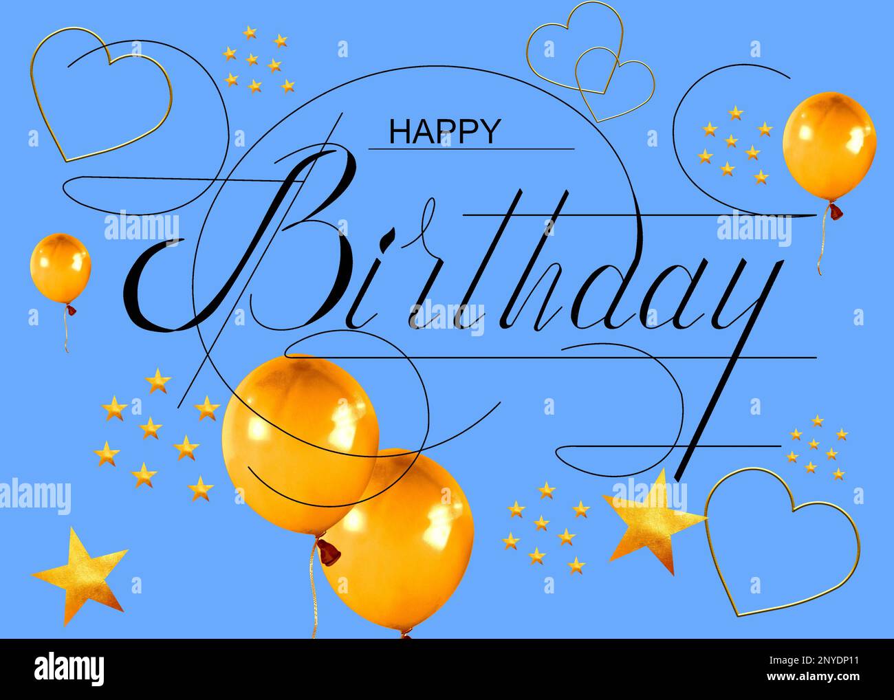 Beautiful happy birthday card. For adults and children, 3d illustration ...