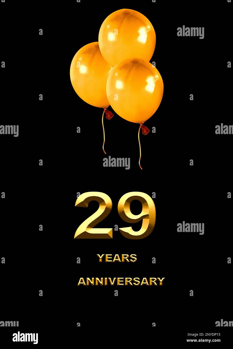 3d illustration of a 29 anniversary. golden numbers on a festive ...