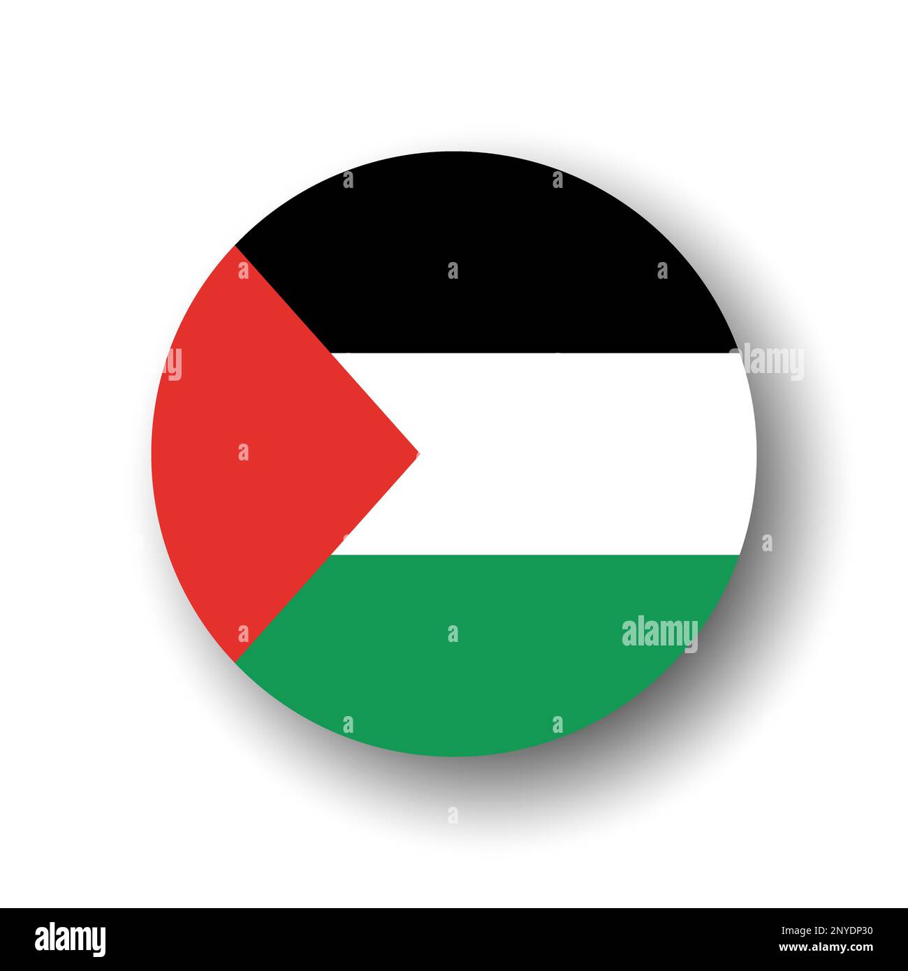 Palestine flag - flat vector circle icon or badge with dropped shadow ...