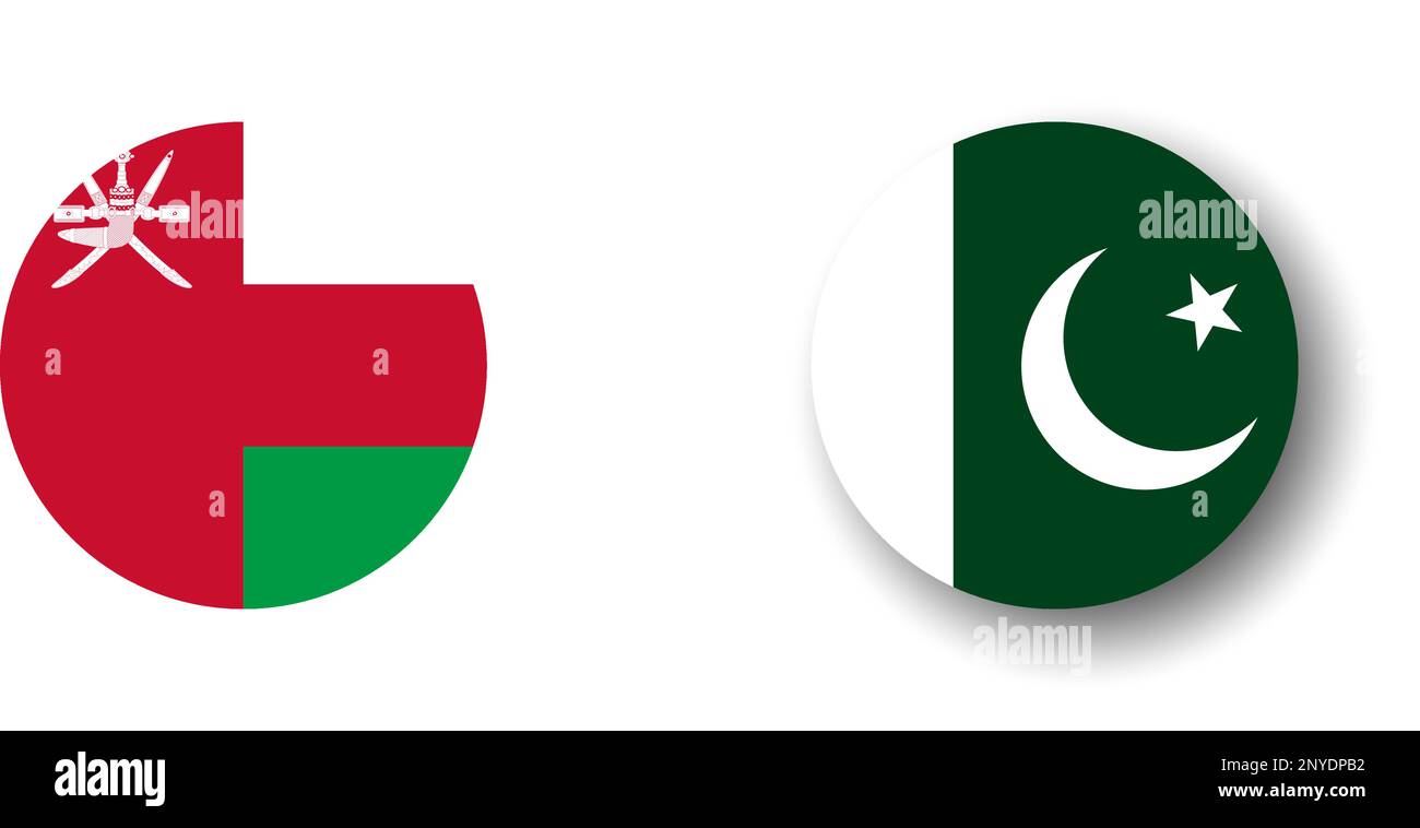 Pakistan flag - flat vector circle icon or badge with dropped shadow ...