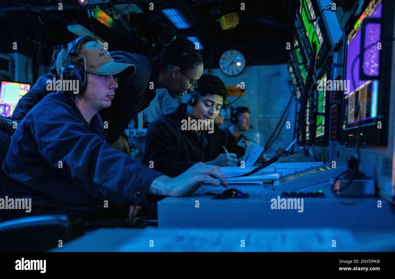 BALTIC SEA (Jan. 24, 2023) Sailors monitor consoles in the sonar ...