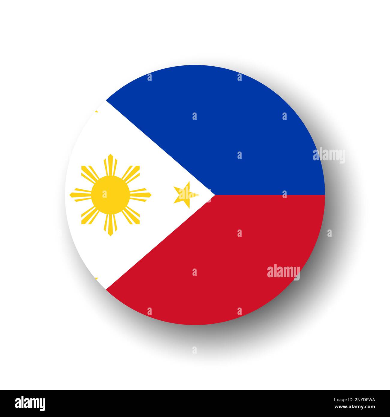 Philippines flag - flat vector circle icon or badge with dropped shadow ...