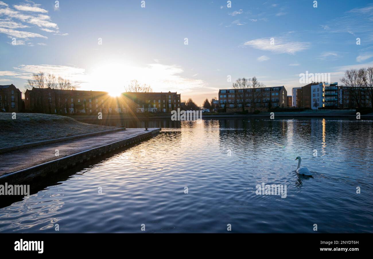 A view with rising sun Stock Photo - Alamy