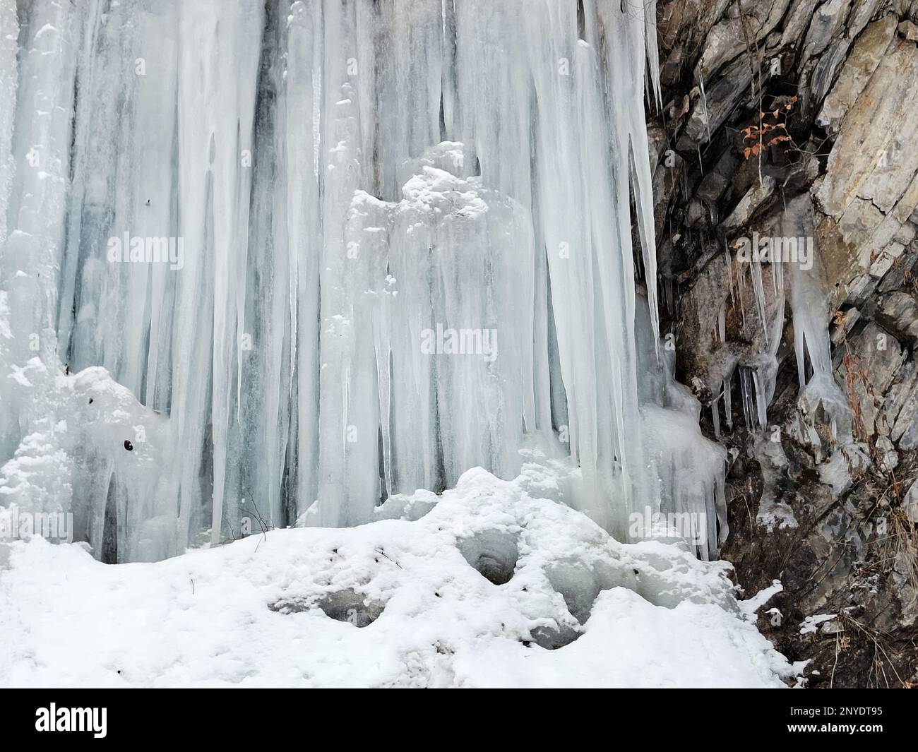 Frozen waterfall on the scale in Georgia Stock Photo - Alamy