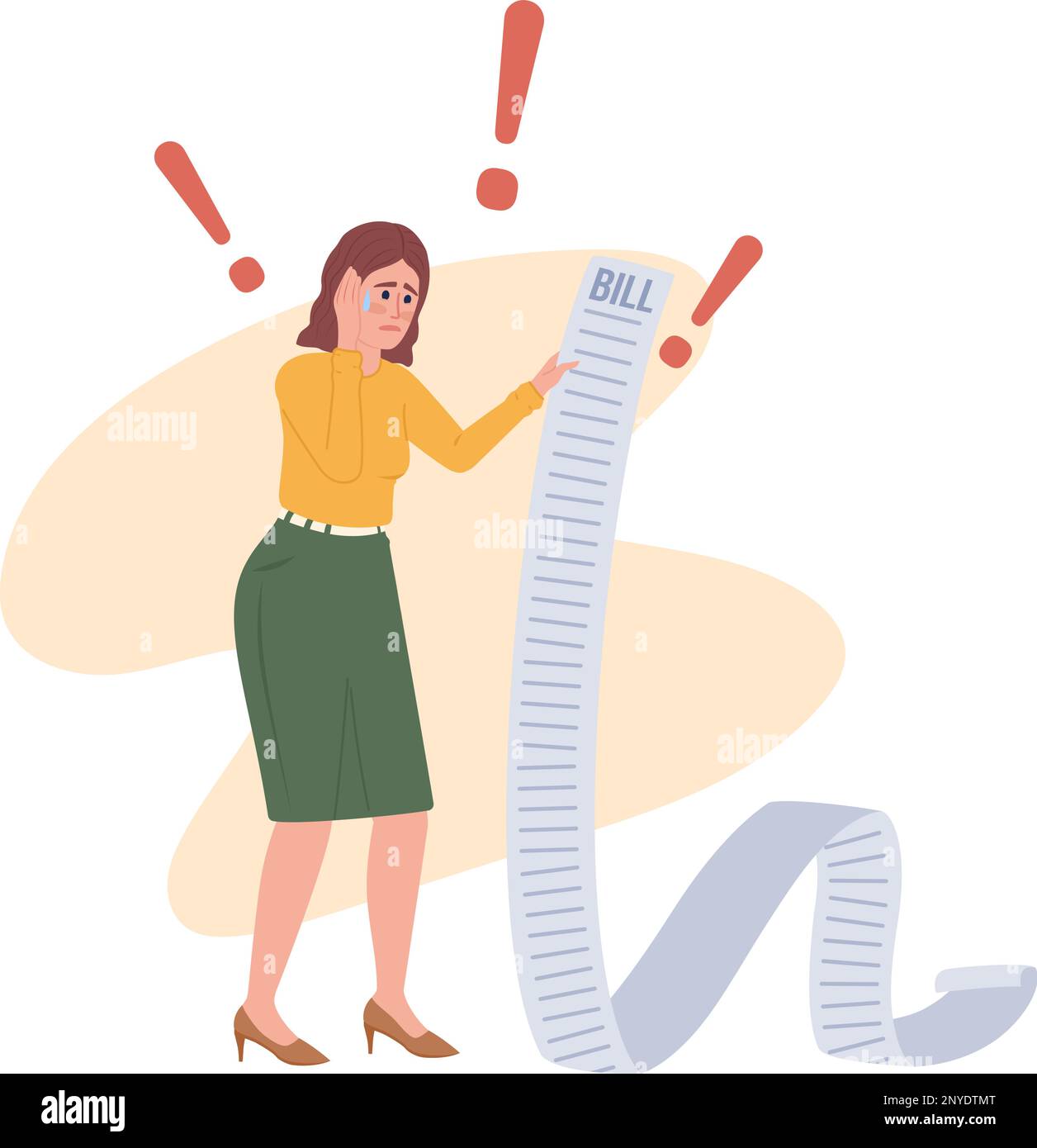 Shocked by high electric bill 2D vector isolated spot illustration ...