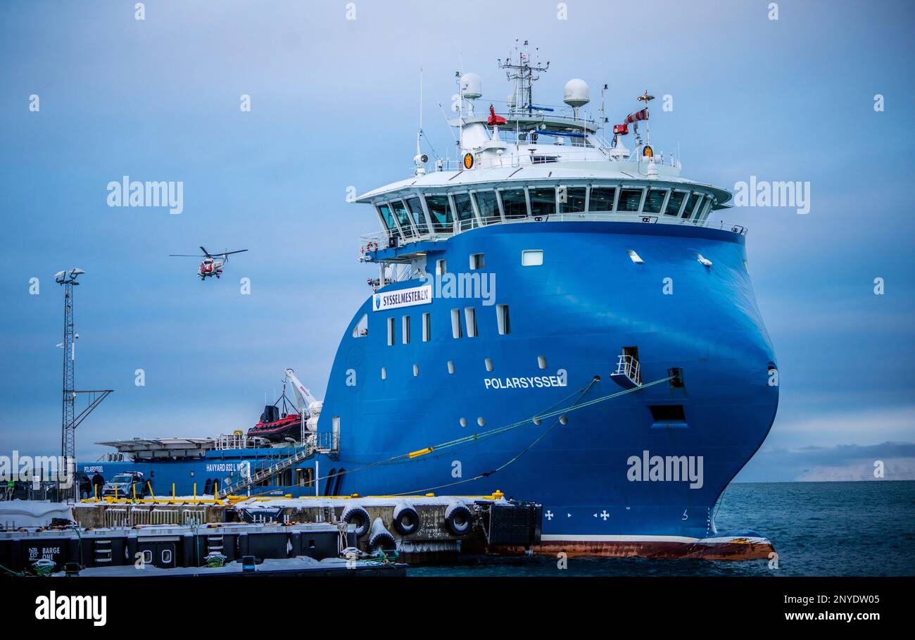Longyearbyen 20230301.MS "Polarsyssel" is the master of Svalbard's ship ...