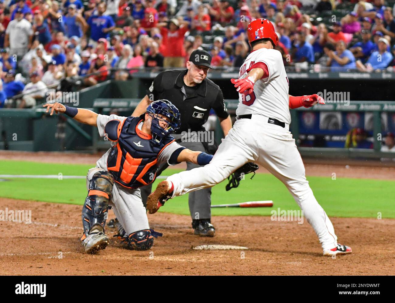 Aug 12, 2017: Texas Rangers catcher Brett Nichols #6 is tagged out at ...