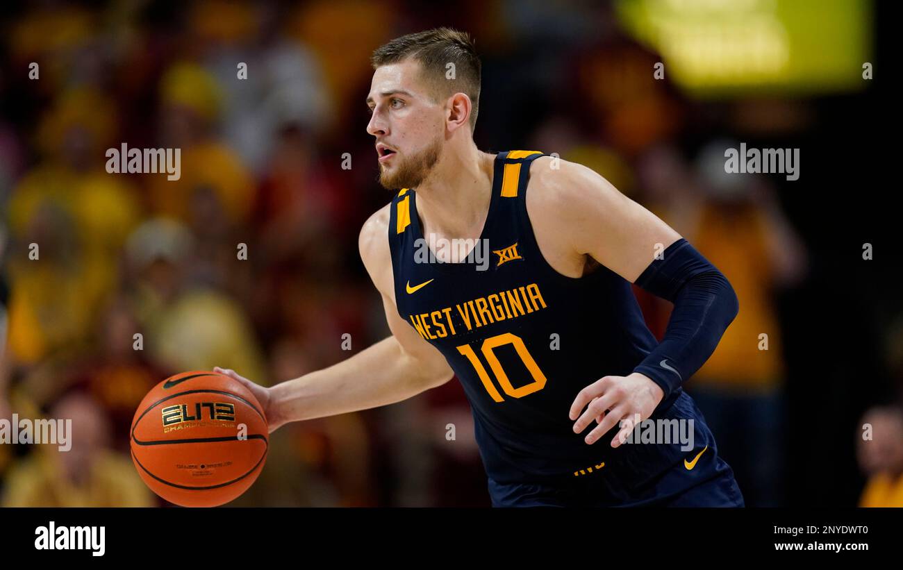West Virginia guard Erik Stevenson drives up court during an NCAA ...