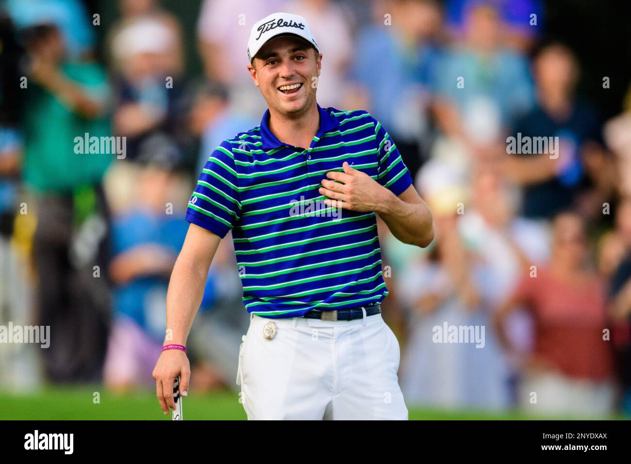 Golfer Justin Thomas during the PGA Championship on Saturday August 12 ...