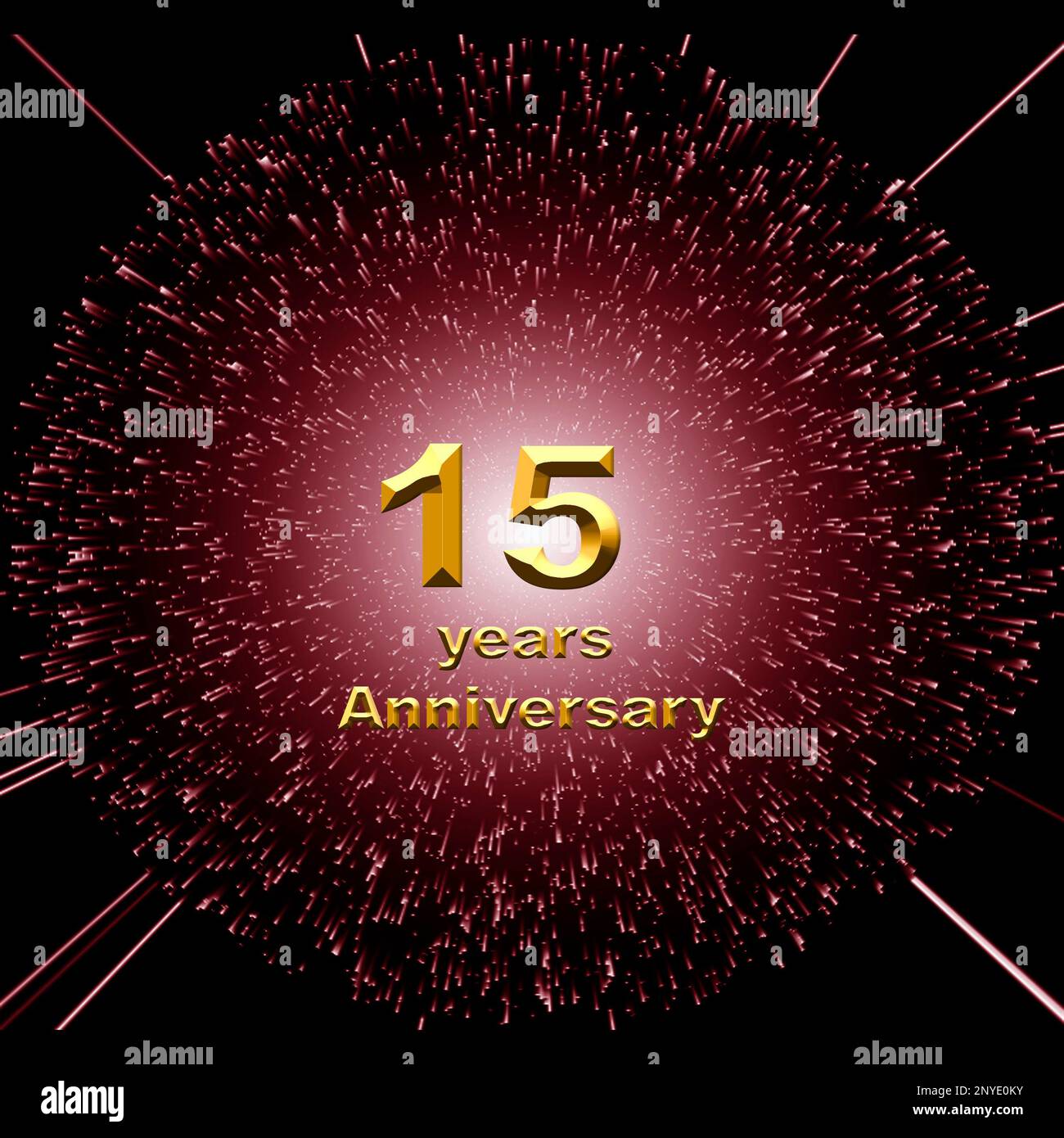 3d illustration of a 15 anniversary. golden numbers on a festive ...