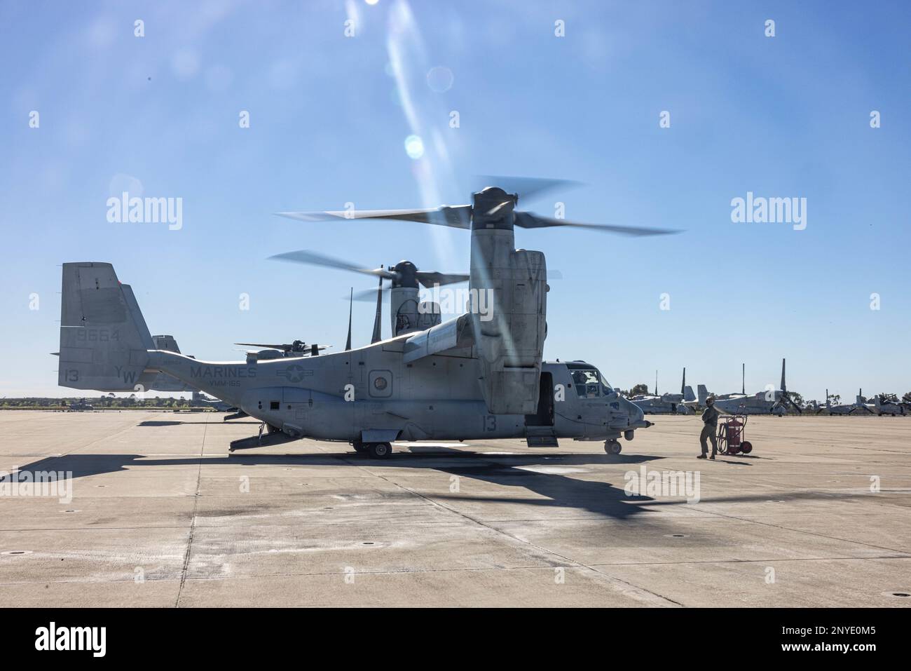 An MV-22B Osprey with Marine Medium Tiltrotor Squadron (VMM) 165 ...