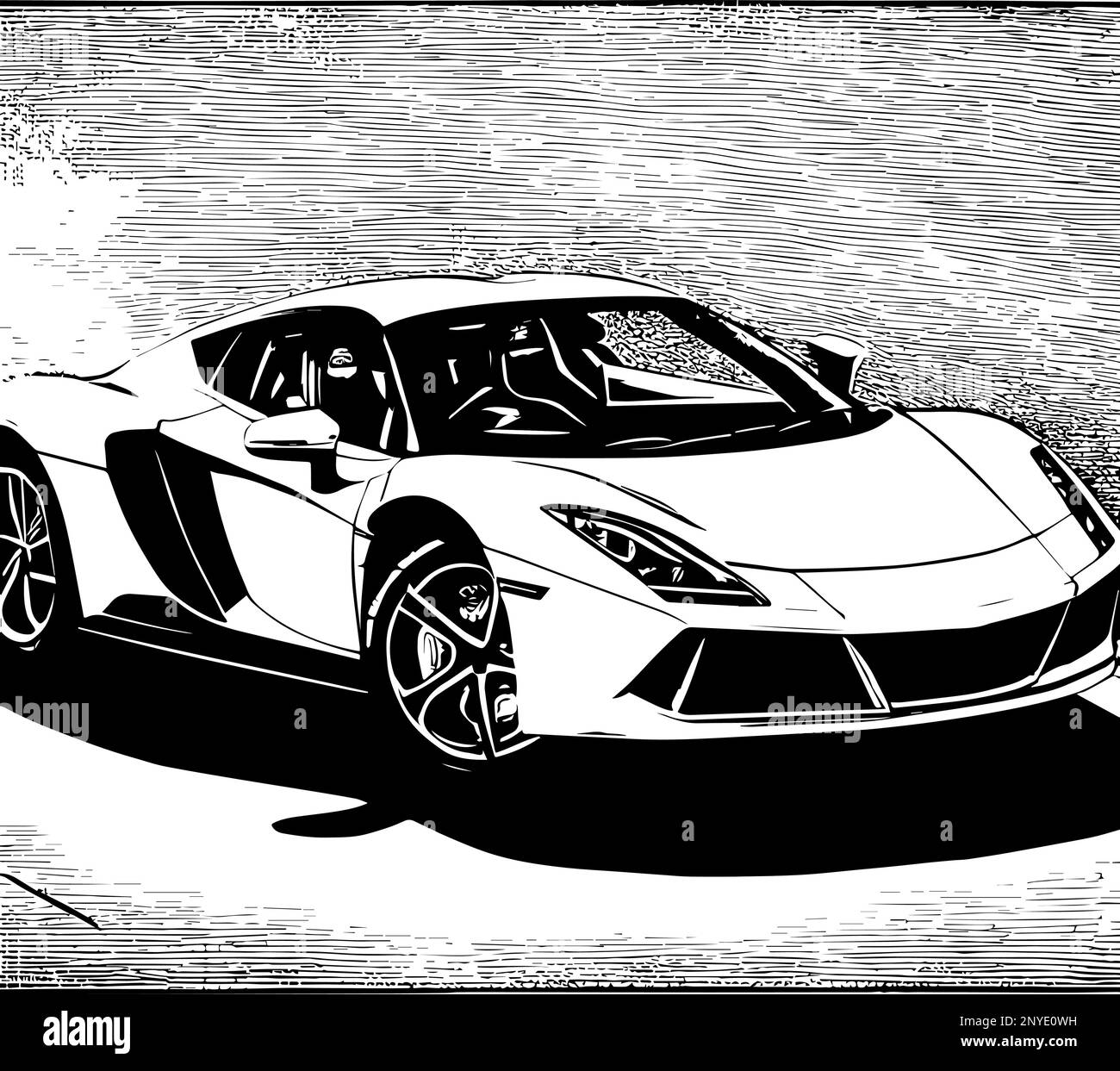 Modern sportcar sketch vector illustration. City car model pen drawing ...