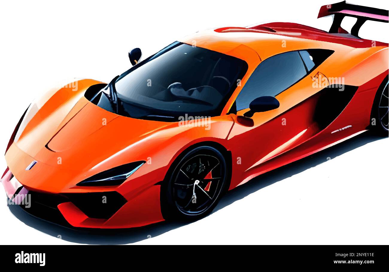 Modern orange sportcar vector illustration. City car model ...