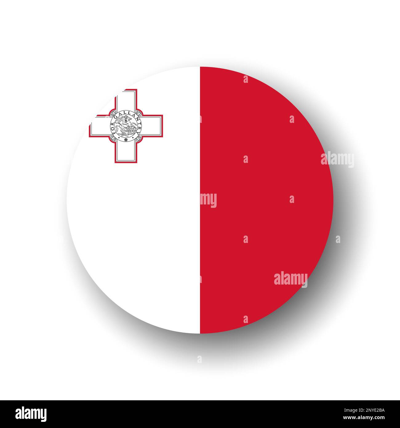 Malta flag - flat vector circle icon or badge with dropped shadow Stock ...