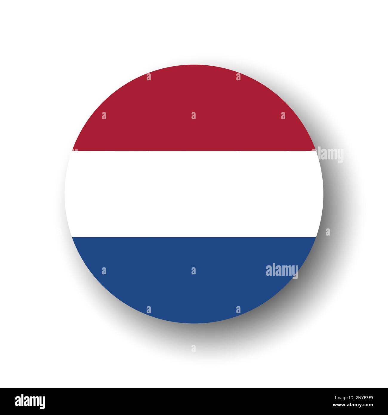 Netherlands flag - flat vector circle icon or badge with dropped shadow ...