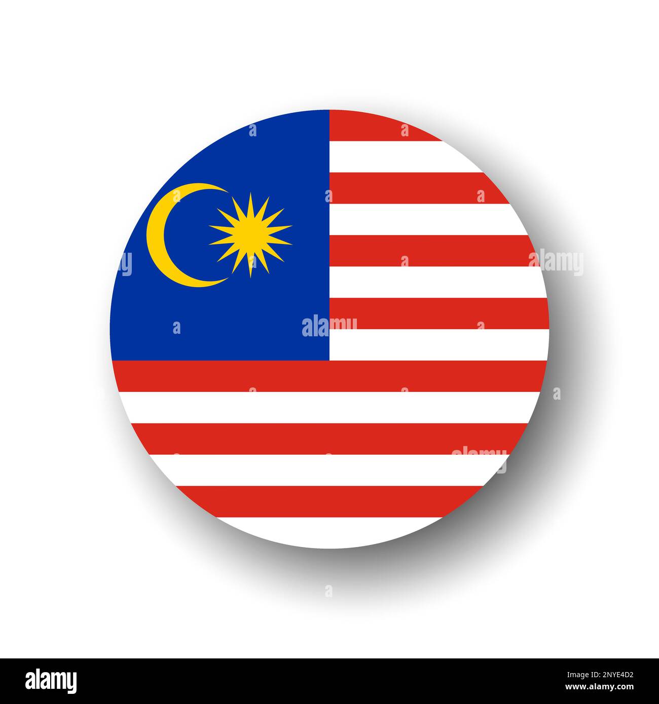 Malaysia flag - flat vector circle icon or badge with dropped shadow ...