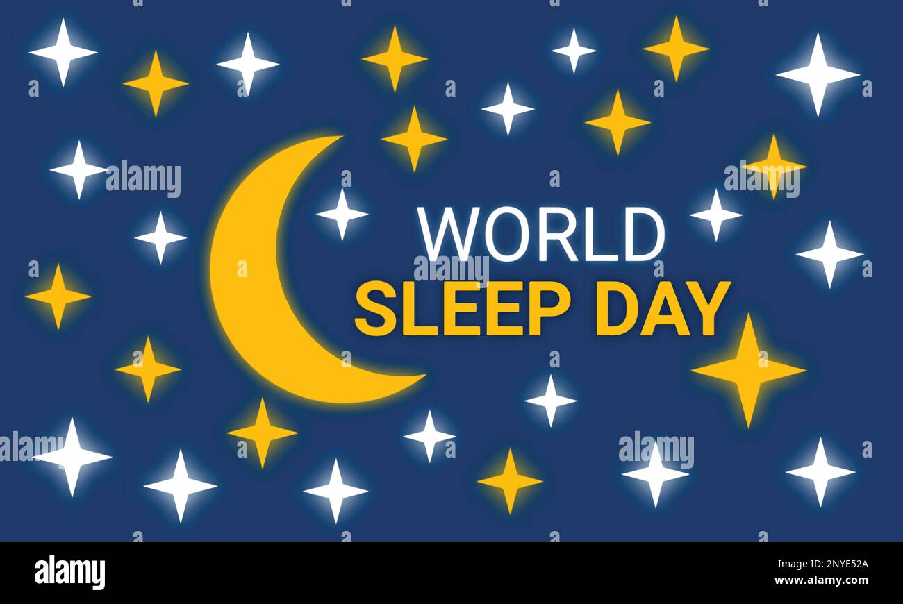 World Sleep Day concept with stars and crescent moon on blue background ...