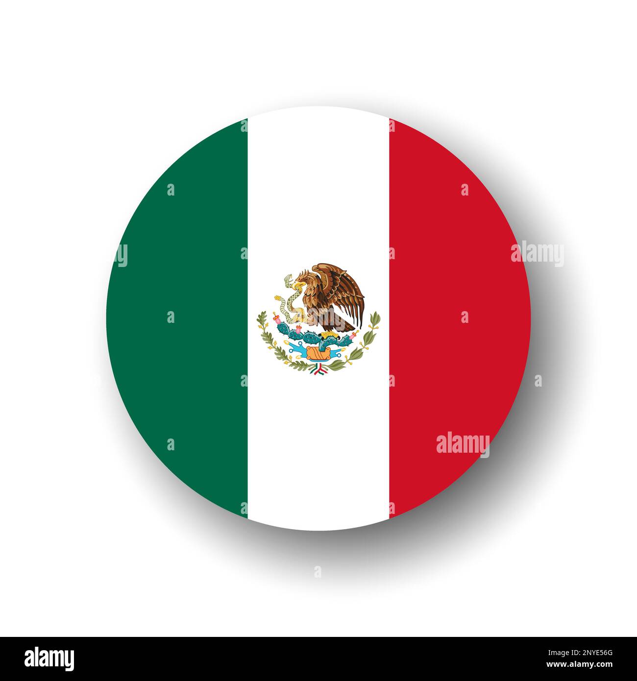 Mexico flag - flat vector circle icon or badge with dropped shadow ...