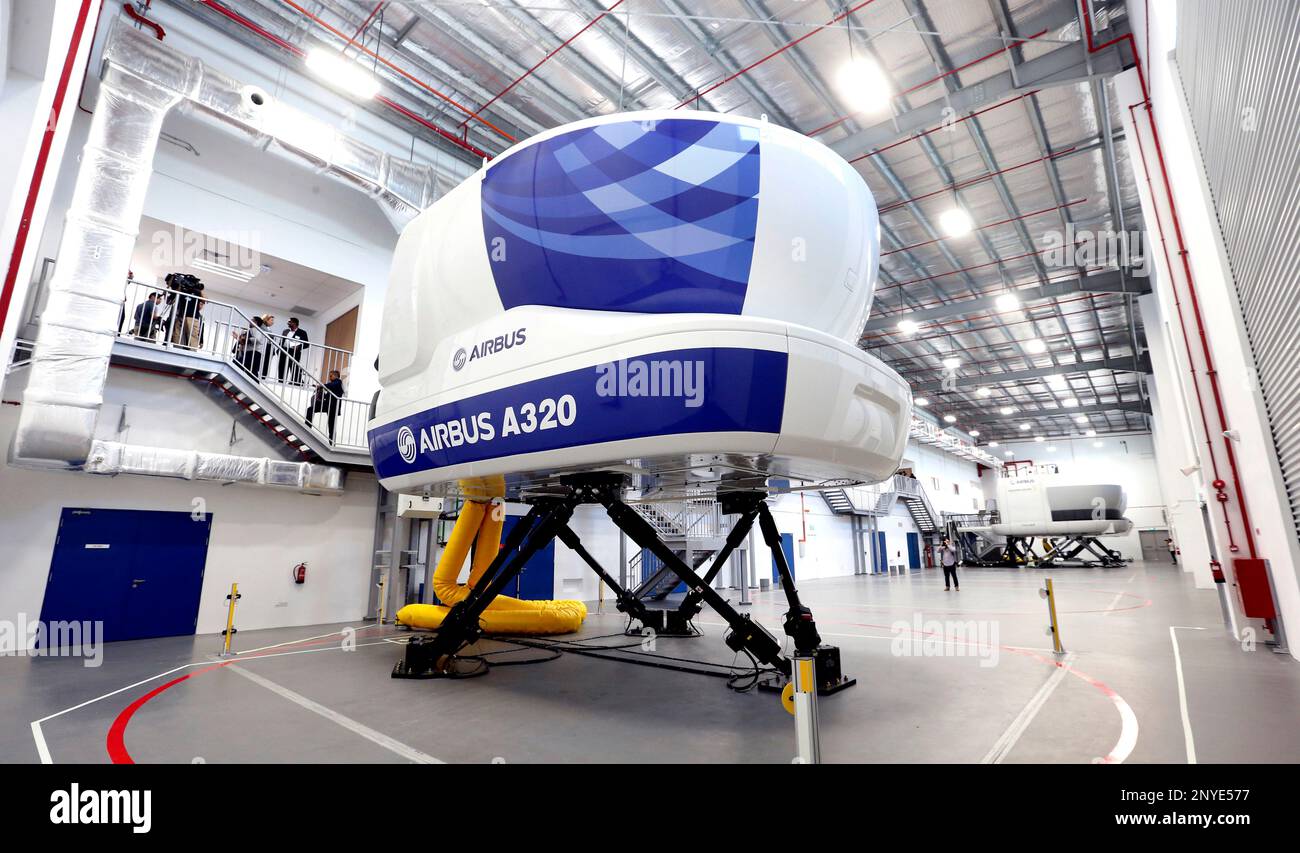 A flight simulator at the Airbus Asia Training Centre in Seletar. The ...