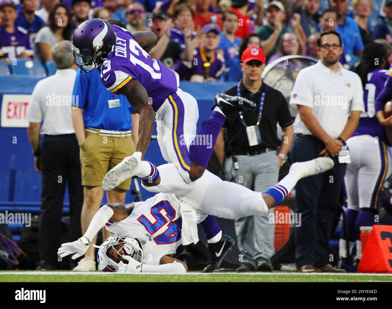 Minnesota Vikings wide receiver Stacy Coley (13) leaps over Buffalo ...