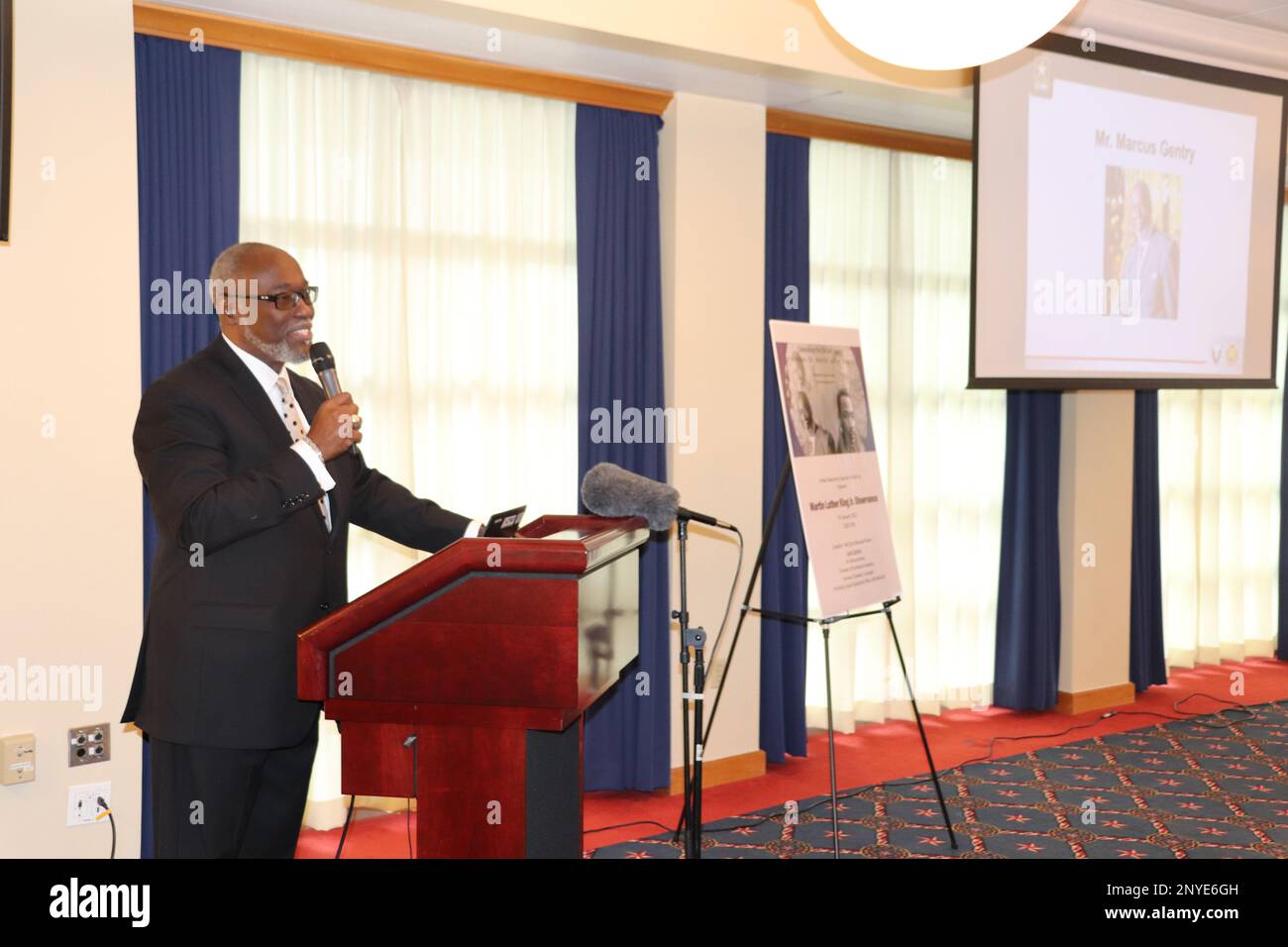 Guest speaker Marcus Gentry gives his presentation about Martin Luther ...