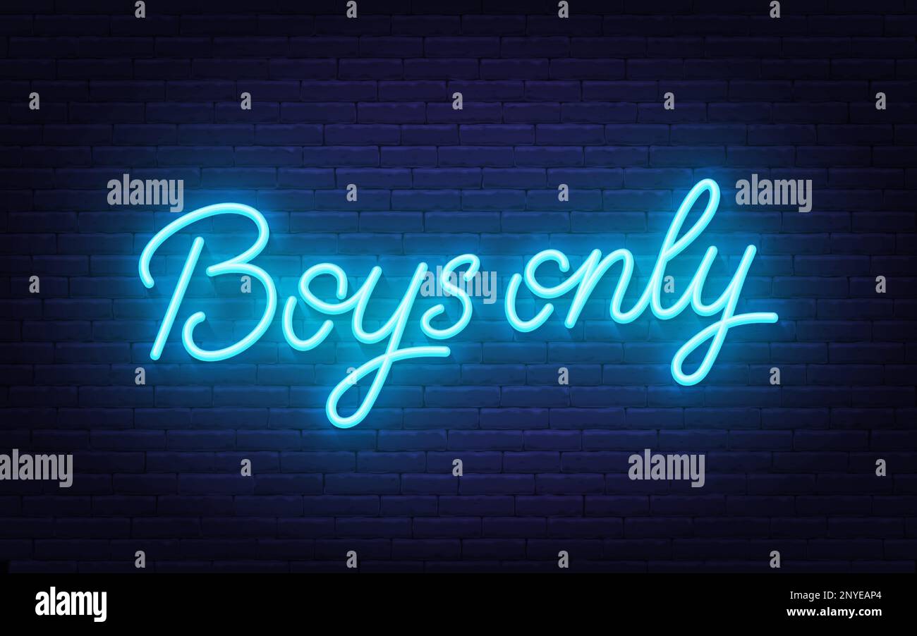 Boys Only neon handwritten text on brick wall background Stock Vector ...
