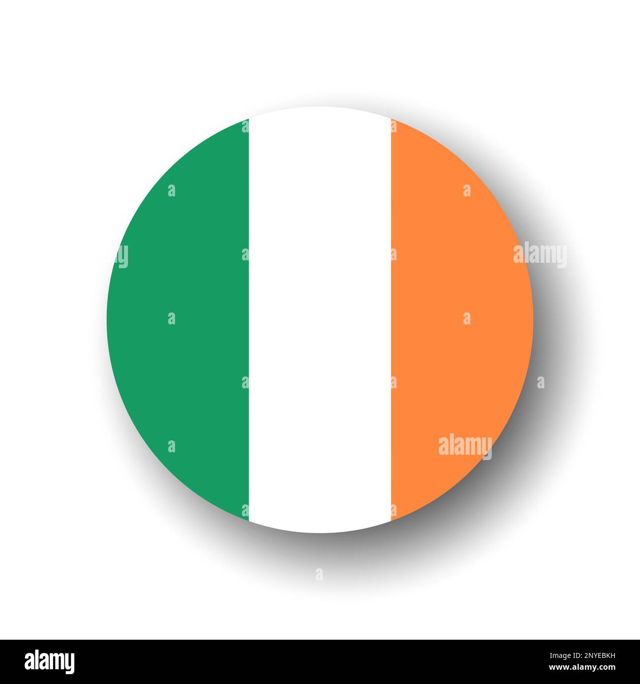 Ireland flag - flat vector circle icon or badge with dropped shadow ...