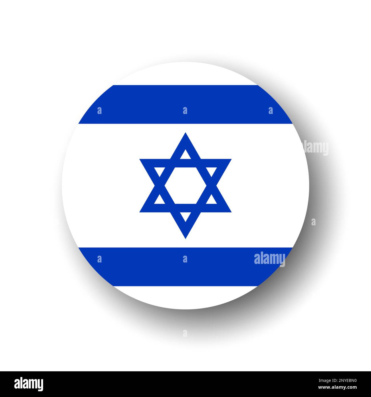 Israel flag - flat vector circle icon or badge with dropped shadow ...