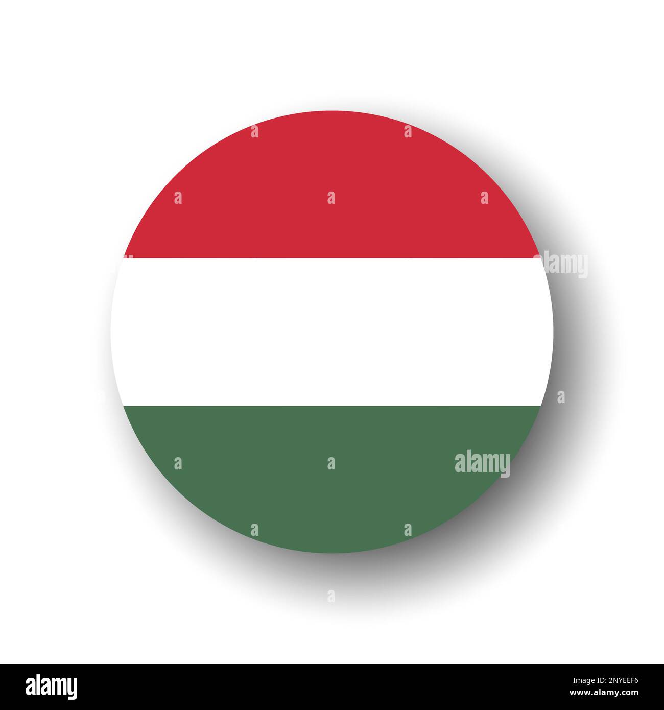 Hungary flag - flat vector circle icon or badge with dropped shadow ...