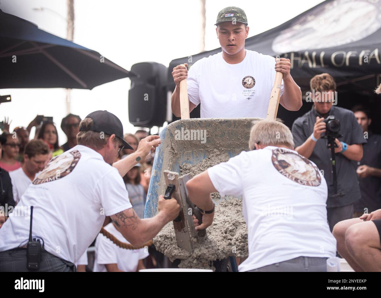 Crews pour concrete before this years induction ceremony for the ...