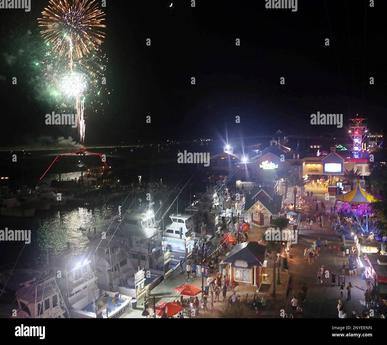 Fireworks light up the sky and water at HarborWalk Village in Destin ...
