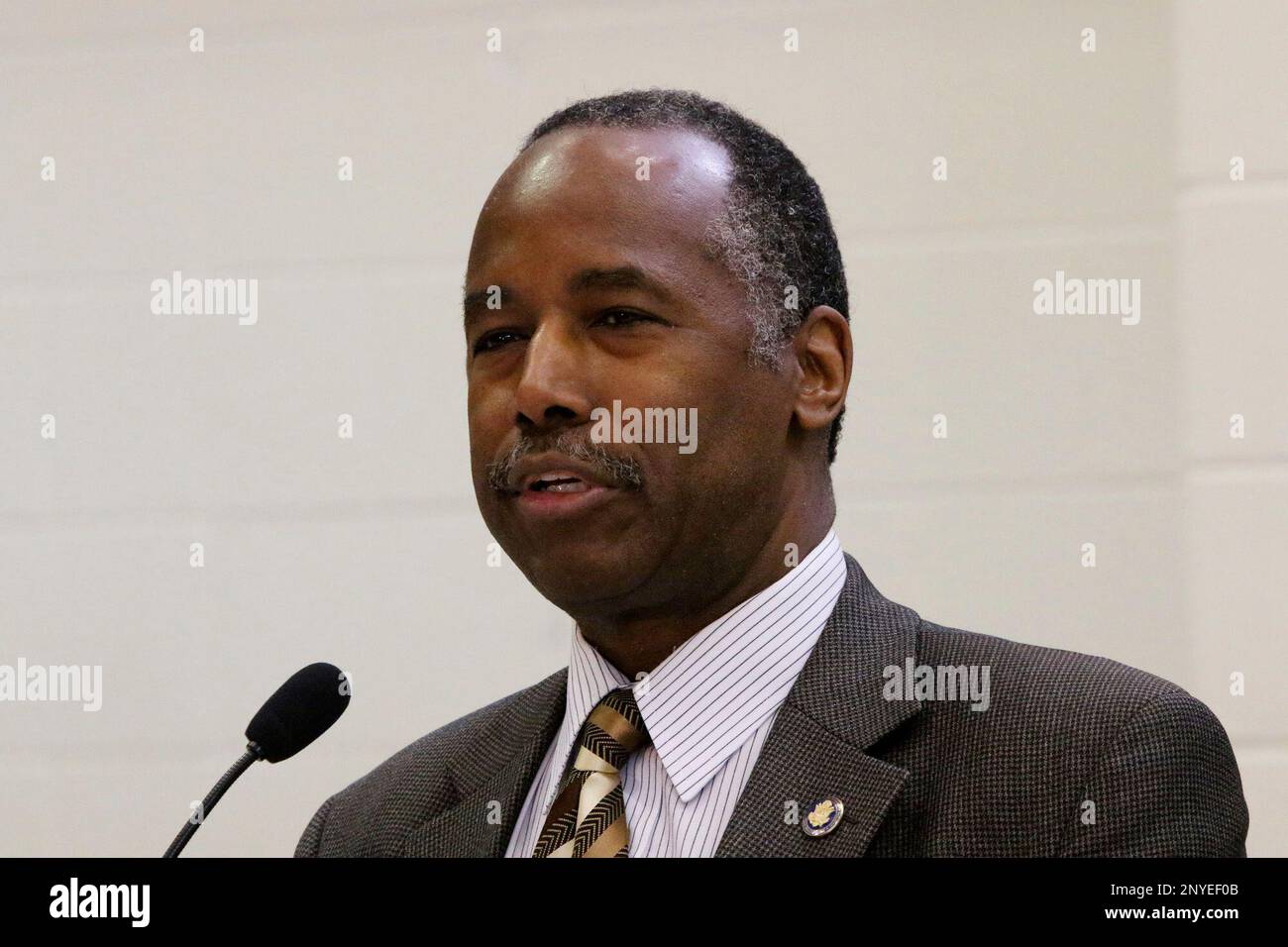 U.S. Housing and Urban Development Secretary Ben Carson addresses a ...