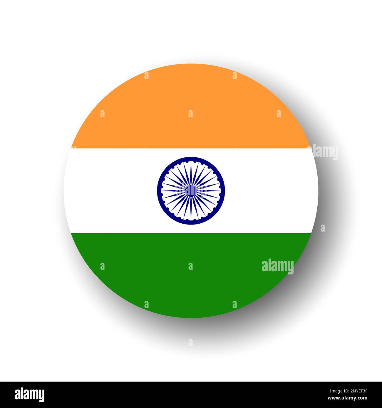 India flag - flat vector circle icon or badge with dropped shadow Stock ...