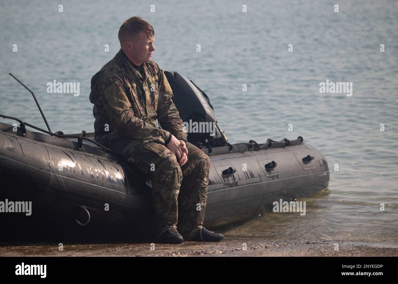 U.S. Army Spc. Brian Warren, diver, 511th Engineer Dive Detachment ...
