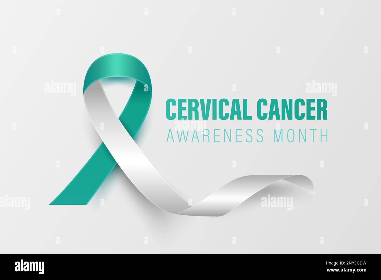 Cervical Cancer Banner, Card, Placard with Vector 3d Realistic Teal and ...